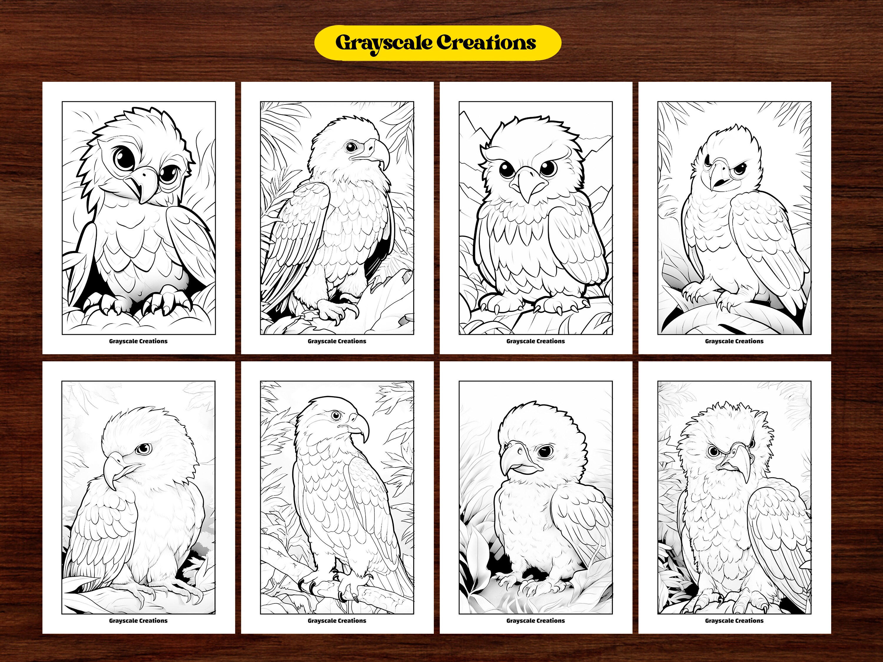 50 Cute Eagle Coloring Page Book, Printable PDF Sheets, Instant ...