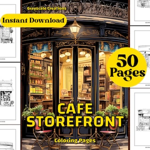 50 Cafe Storefront Coloring Page Book, Nature House Interior Design ...