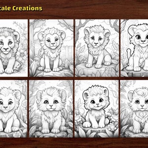 50 Cute Lion Coloring Page Book, Printable PDF Sheets, Instant Download ...
