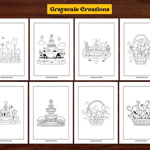 50 Easter Gardens Coloring Page Book, Easter Activity, Cute Cozy Kawaii ...