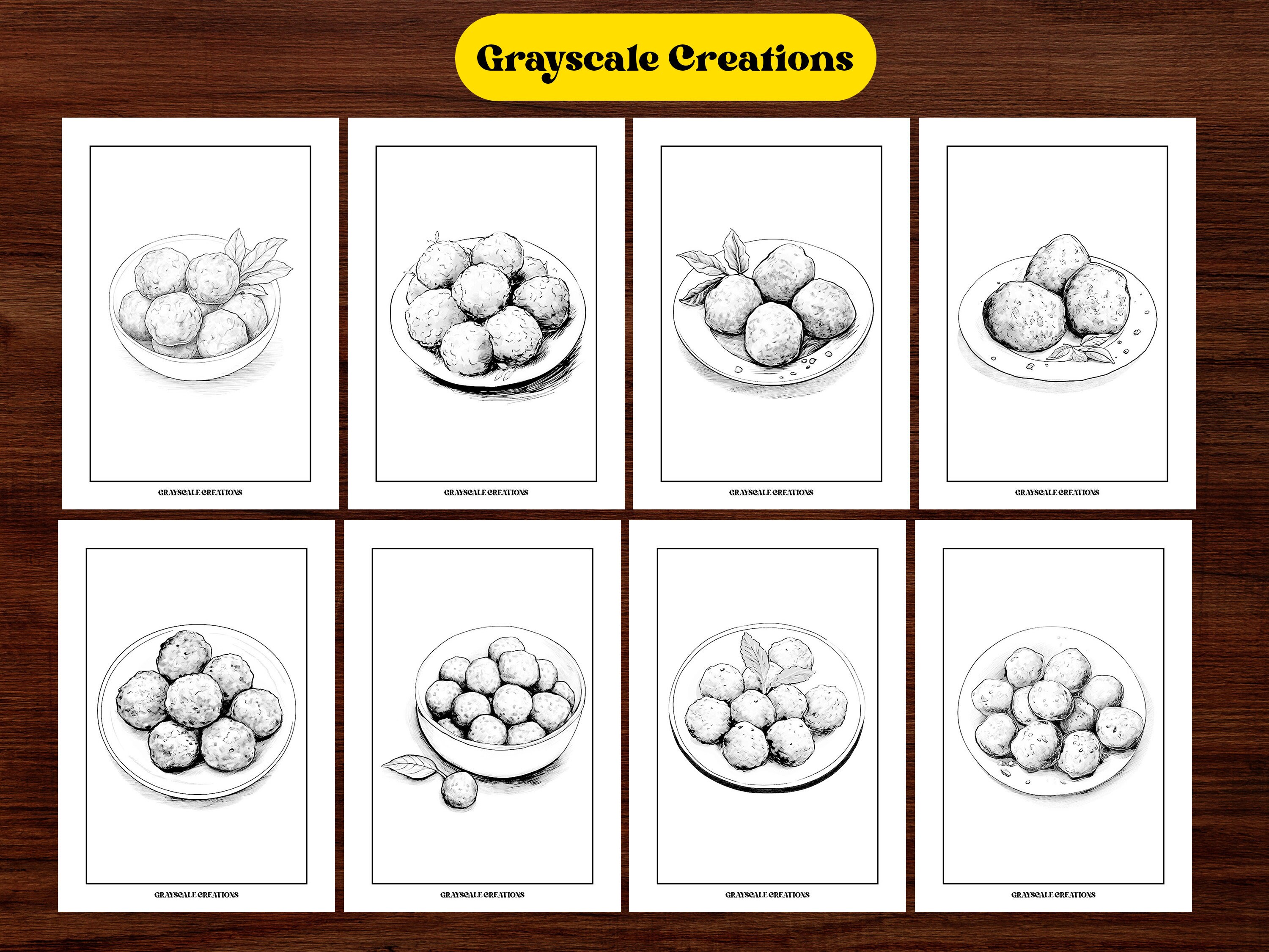 50 Meatballs Coloring Page Book, Food Beverage Drinks Culinary ...
