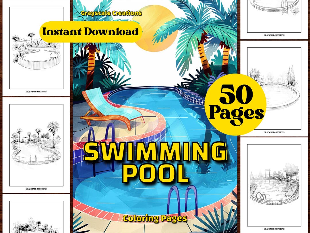 50 Swimming Pool Coloring Page Book, Nature House Interior Design ...