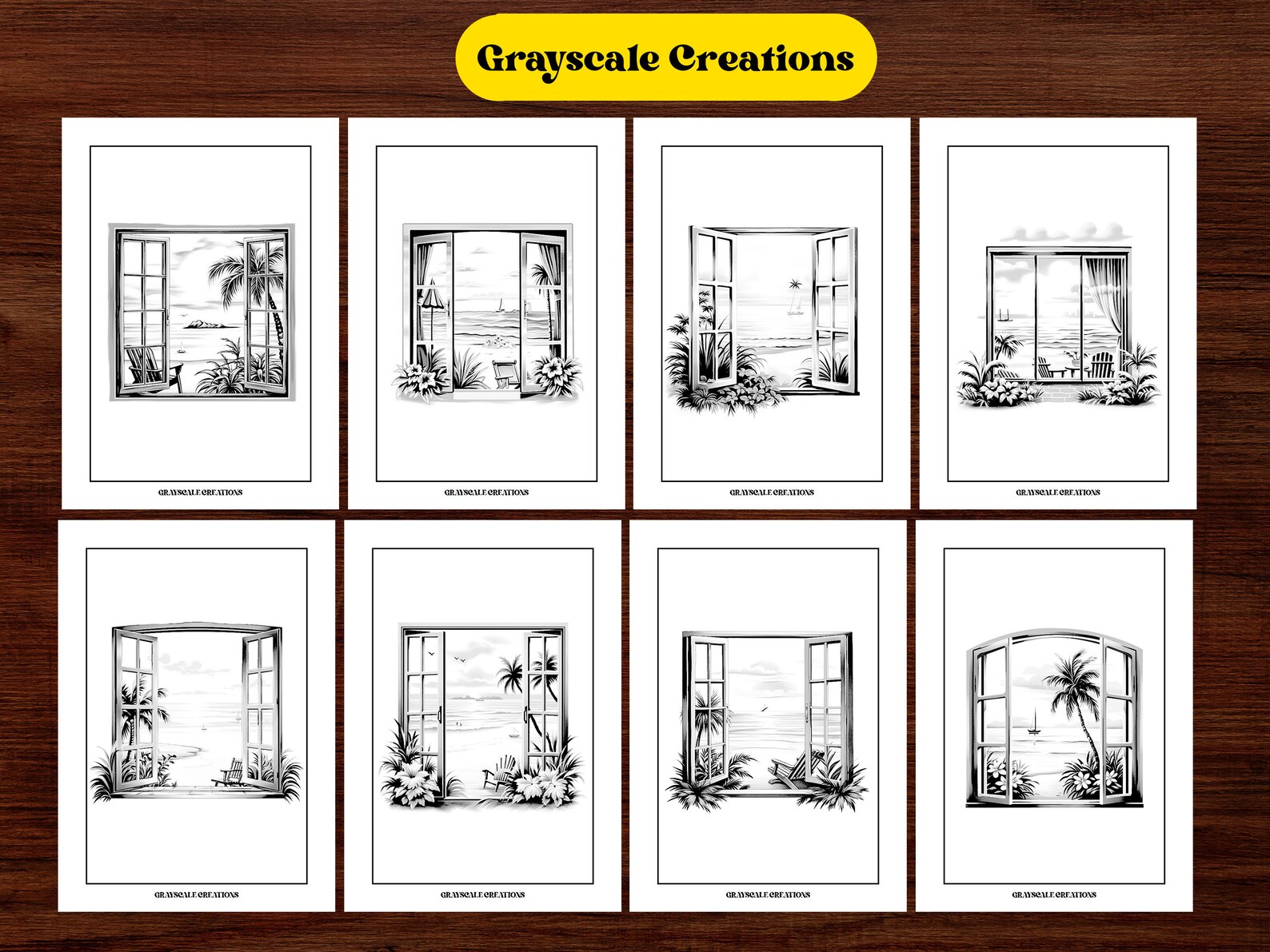 50 Seaside Window Coloring Page Book, Nature House Interior Design ...