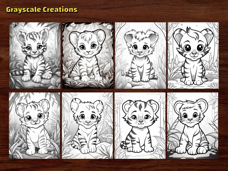 50 Cute Tiger Coloring Page Book Printable PDF Sheet Instant - Etsy
