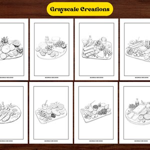 50 Food Board Coloring Page Book, Food Beverage Drinks Culinary ...