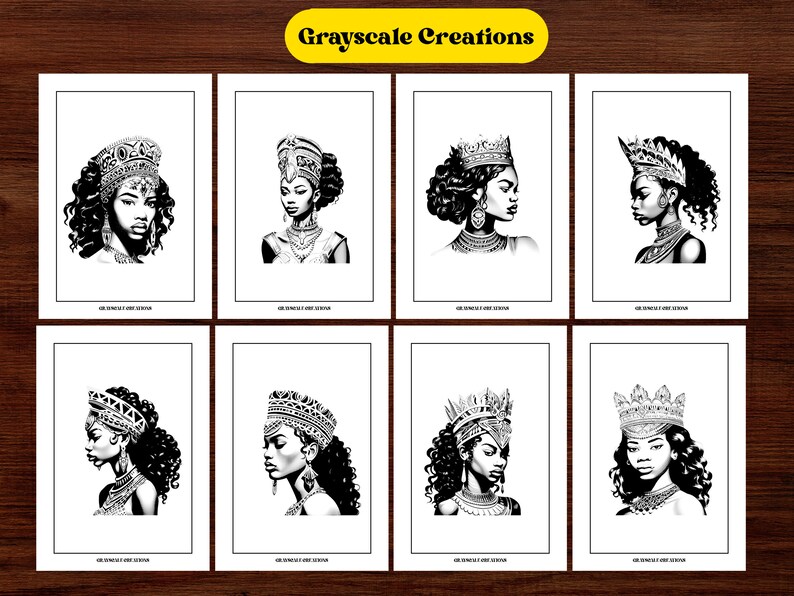 50 African Princess Coloring Page Book, Fantasy Enchanted Creature ...