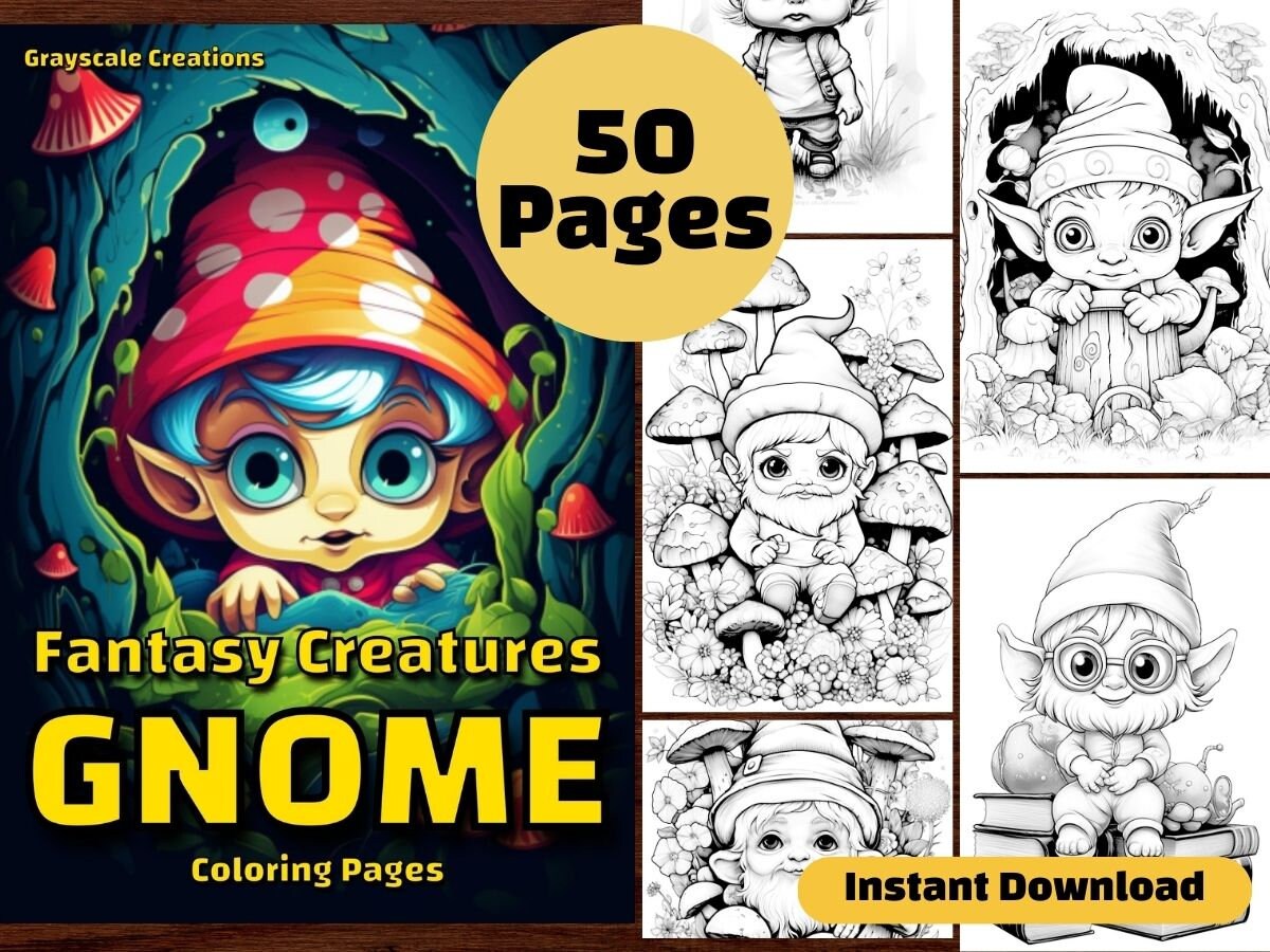 50 Cute Baby Gnome Coloring Page Book Printable PDF Sheet - Etsy