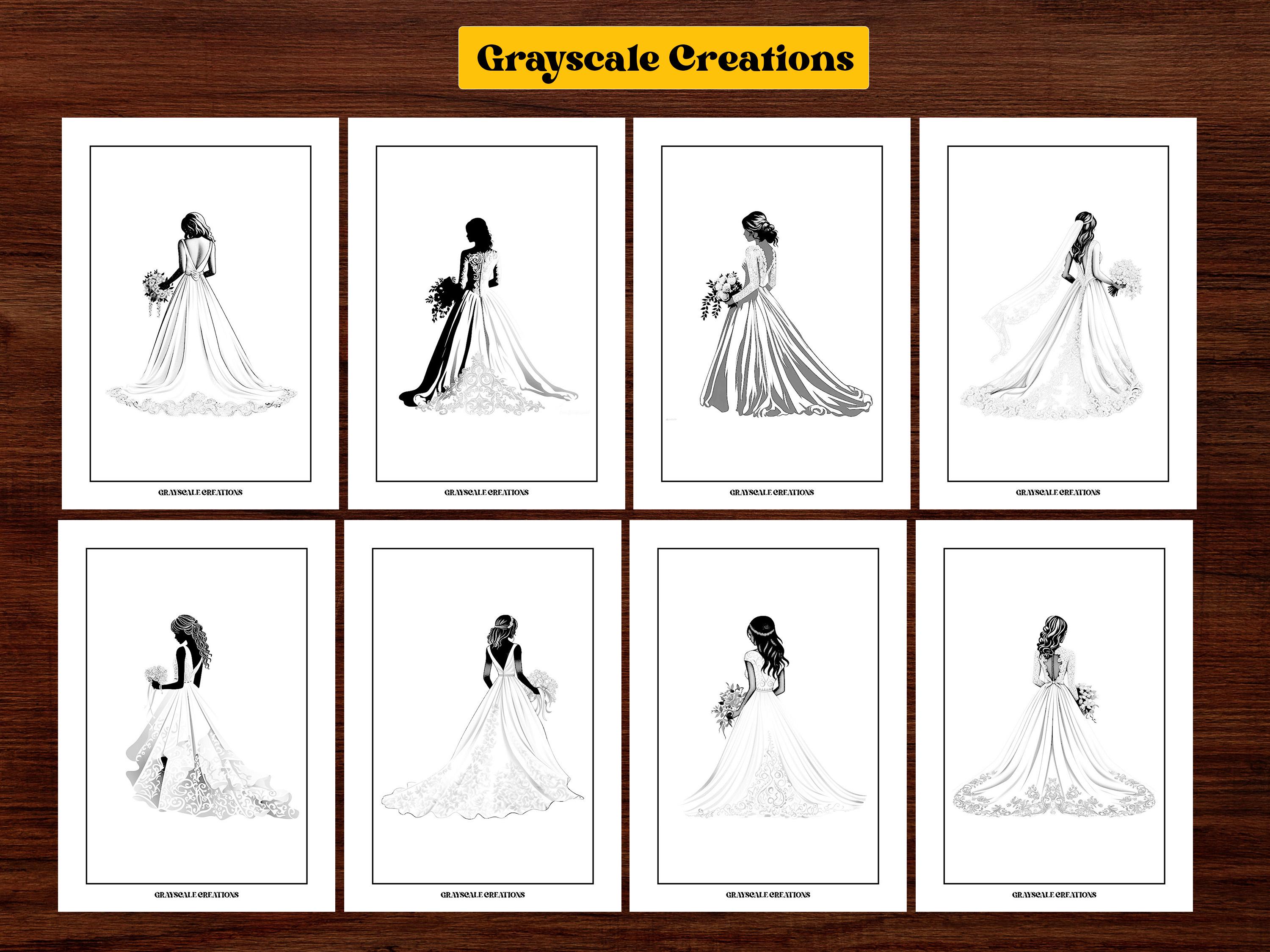 50 Bride Back View Coloring Page Book, People Human Profession Coloring ...