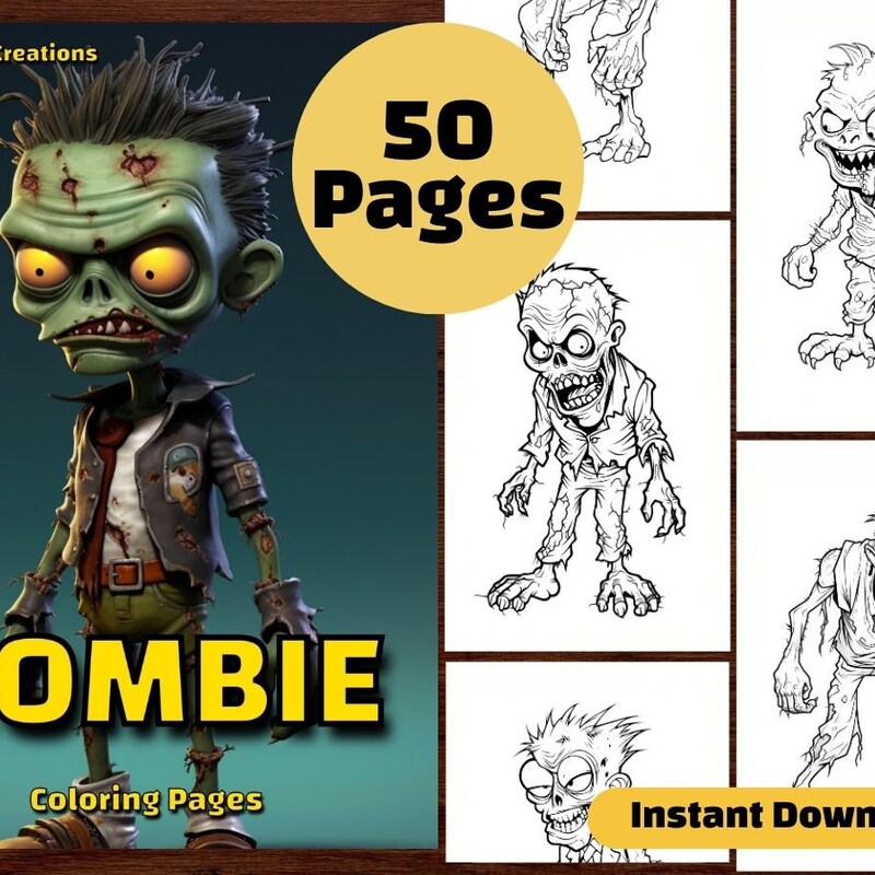 Chibi Zombie Coloring - Etsy