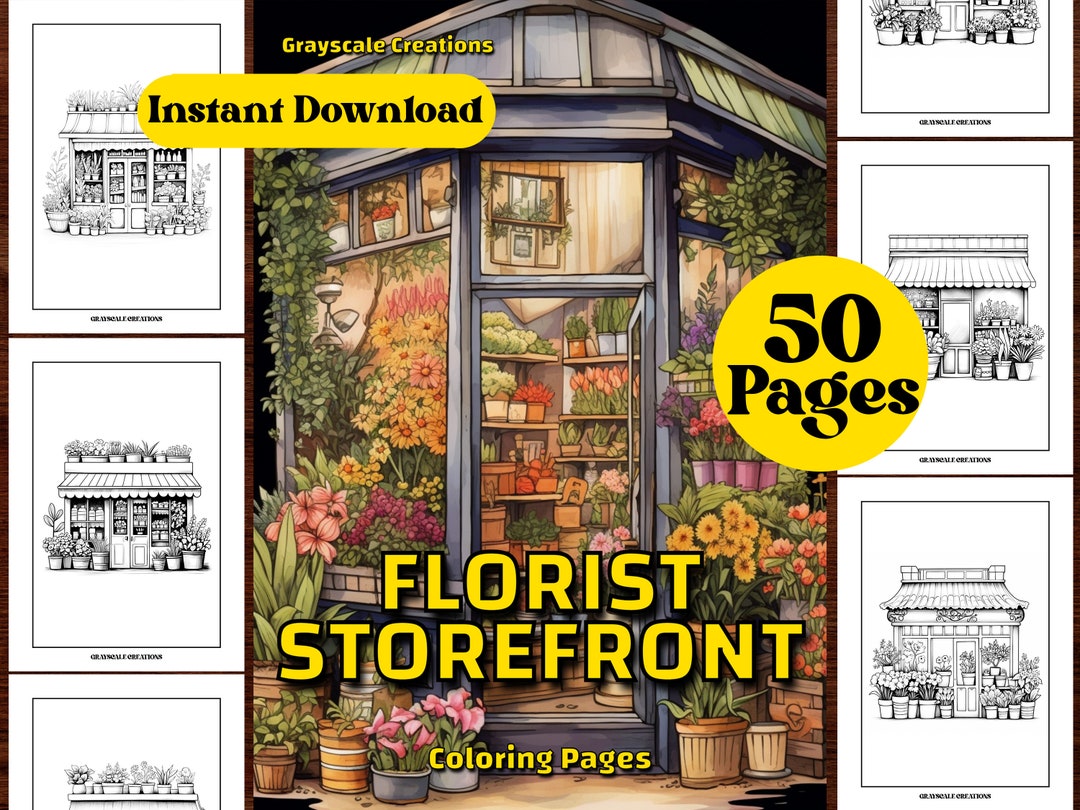50 Florist Storefront Coloring Page Book, House Interior Design ...
