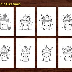 50 Milkshake Coloring Page Book Beverage Food Cute Kawaii - Etsy