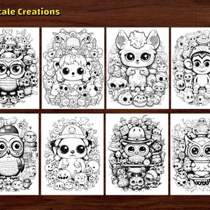 50 Animal Kawaii Cute Doodle Coloring Page Book Printable PDF - Etsy