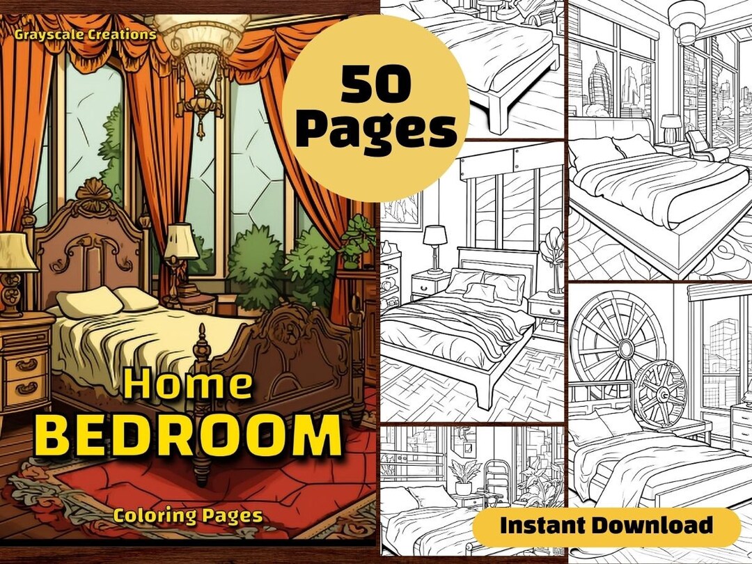 50 Bathroom Coloring Page Book, Printable PDF Sheets, Instant Download ...