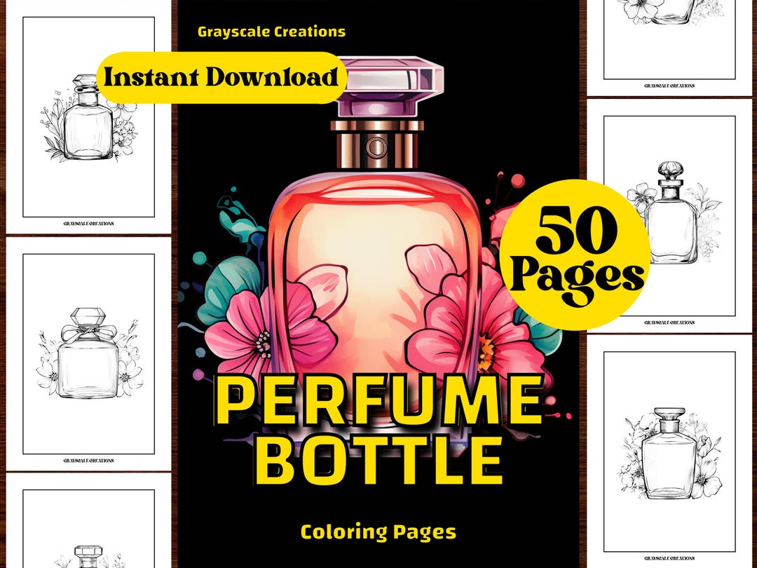 50 Perfume Bottle Coloring Page Book, Nature Fashion Clothing ...