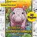 50 Cute Hippopotamus Coloring Page Book, Printable PDF Sheets, Instant ...
