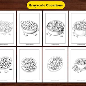 50 Beans Pot Coloring Page Book, Food Beverage Drinks Culinary ...
