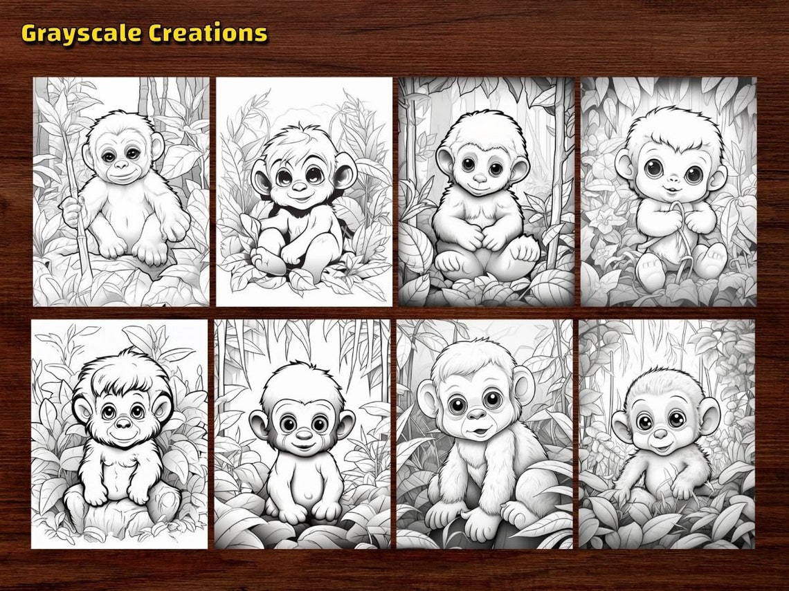 50 Cute Gorilla Coloring Page Book Printable PDF Sheets - Etsy