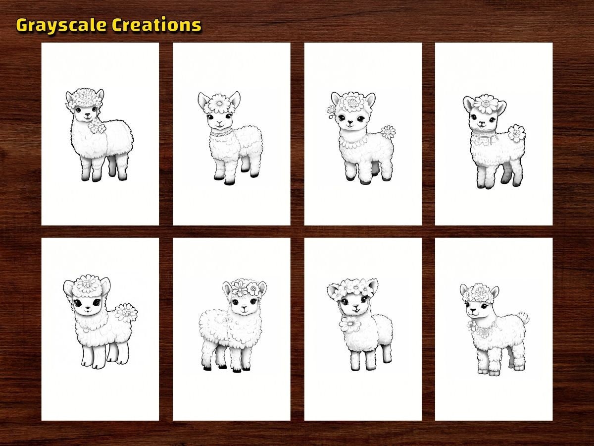 50 Alpaca Coloring Page Book Baby Sheep Woodland Animal - Etsy