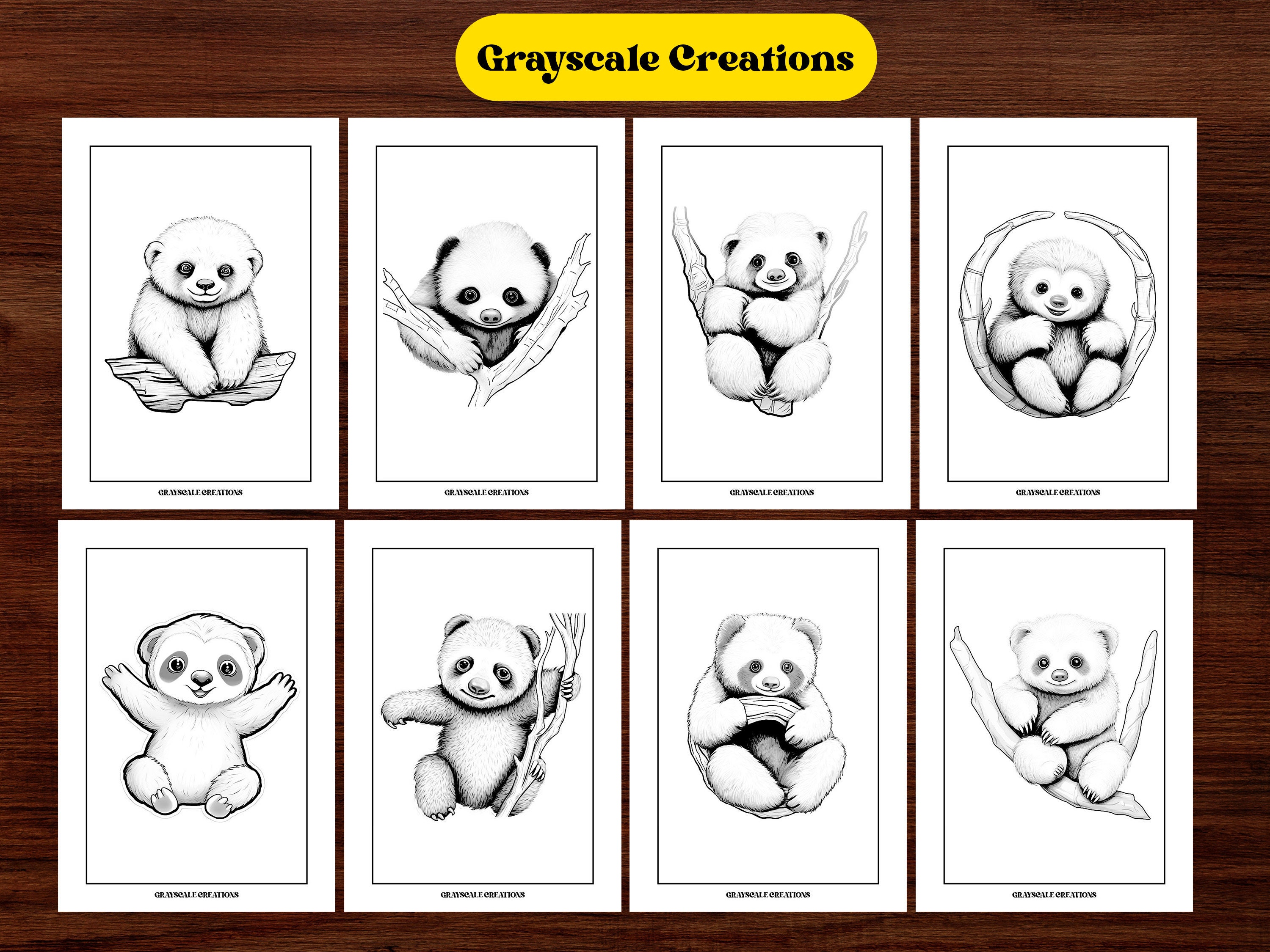50 Sloth Animal Coloring Page Book, Woodland Wildlife Fantasy, Birthday ...