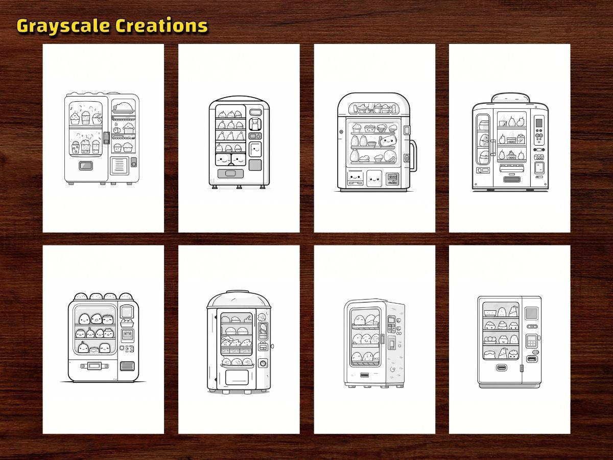 50 Vending Machine Coloring Page Book Food Cute Kawaii - Etsy