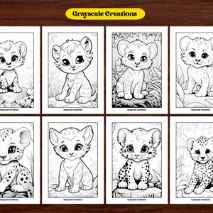50 Cute Cheetah Coloring Page Book, Printable PDF Sheets, Instant ...
