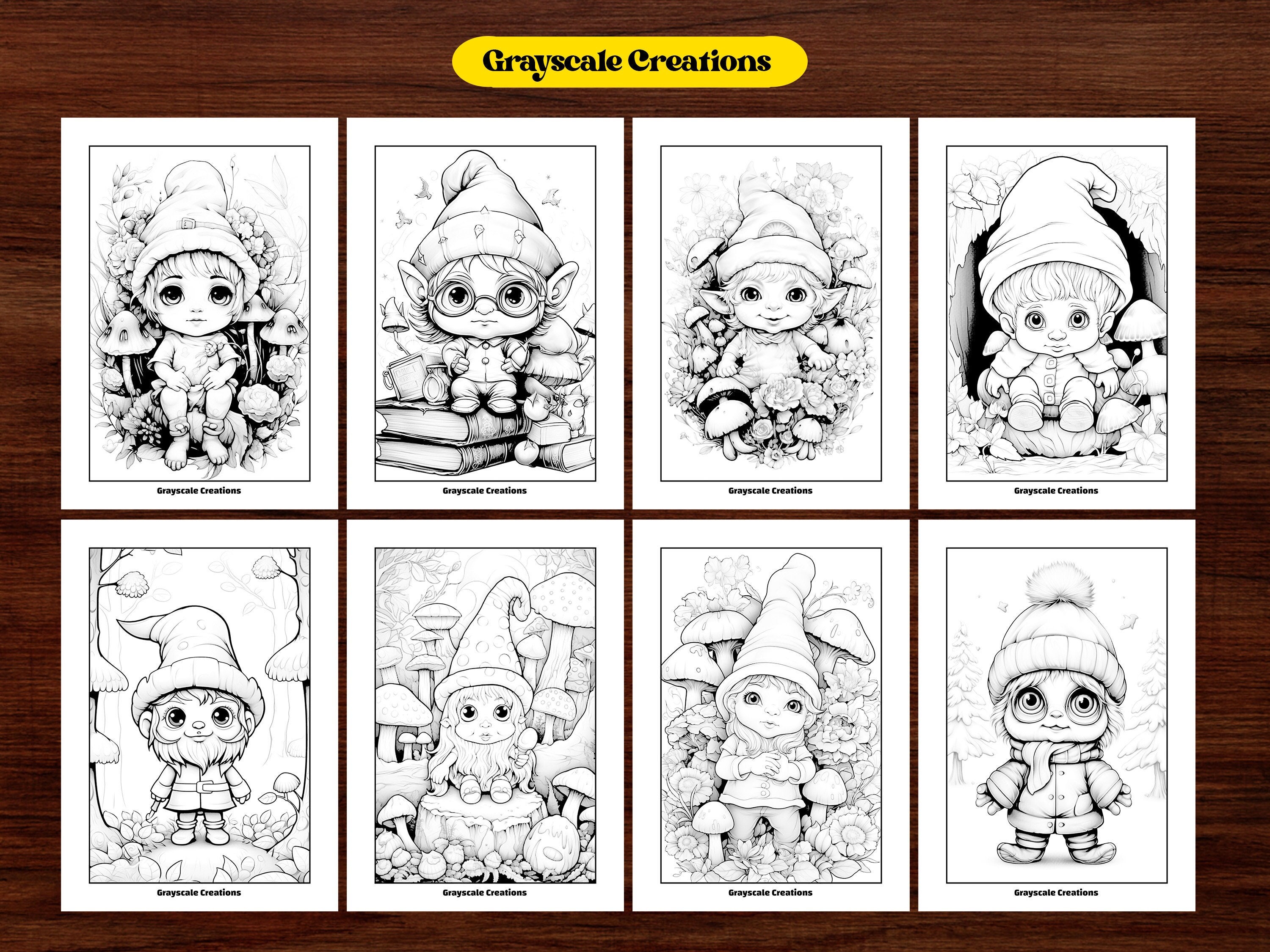 50 Cute Baby Gnome Coloring Page Book, Printable PDF Sheet, Instant ...