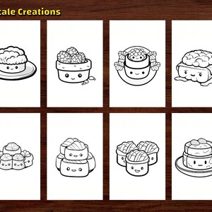 50 Sushi Coloring Page Book Japanese Food Cute Kawaii Doodle - Etsy