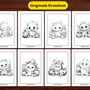 50 Little Monster Coloring Page Book, Halloween Cartoon Creepy ...