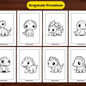 50 Dinosaur Coloring Page Book, Dragon Cute Fantasy Kawaii Doodle ...