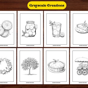 50 Lemon Collection Coloring Page Book, Food Drinks Culinary, Printable ...