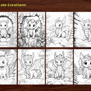 50 Cute Baby Dragon Coloring Page Book Printable PDF Sheets - Etsy