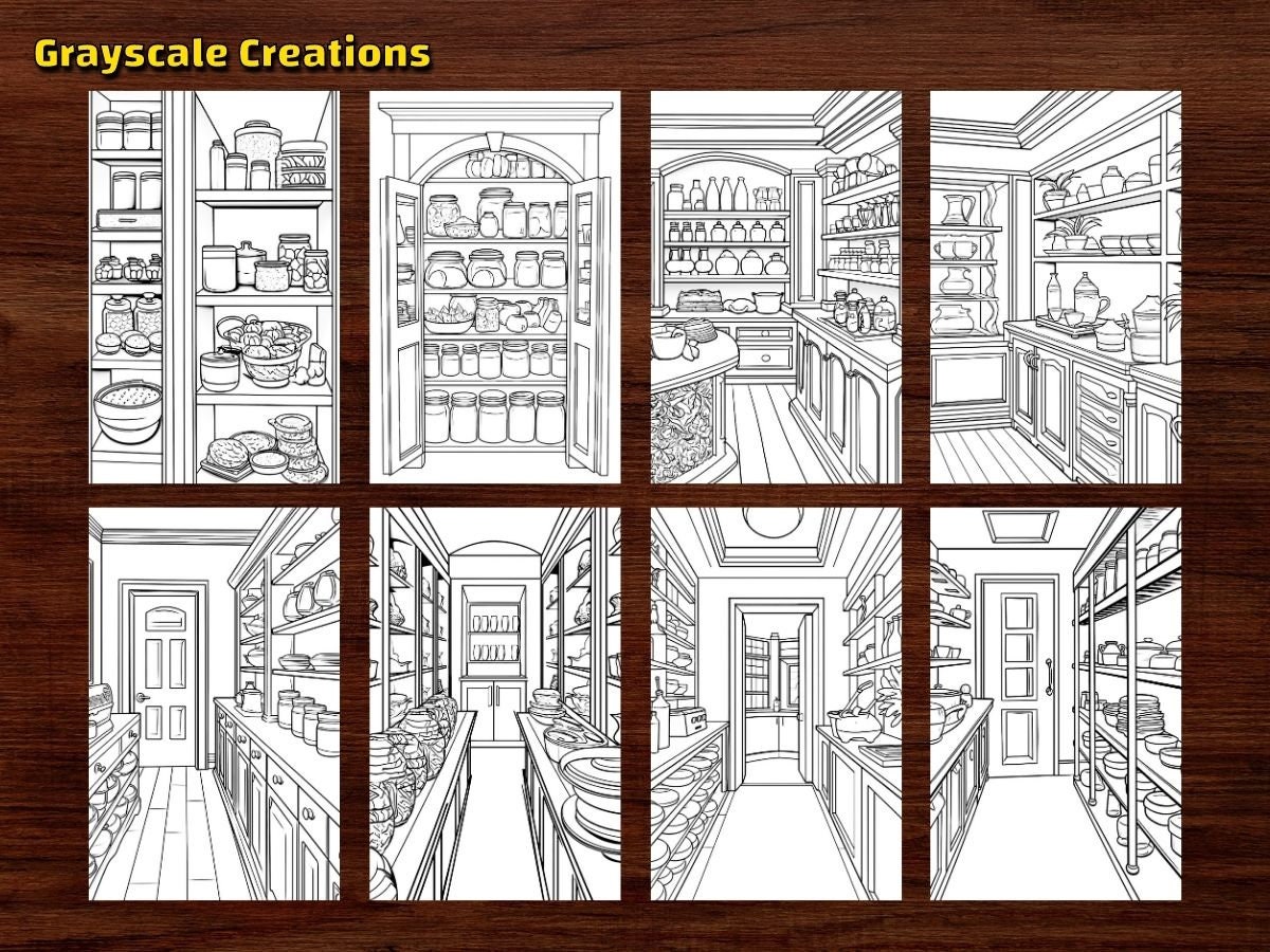 50 Pantry Coloring Page Book, Printable PDF Sheets, Instant Download ...