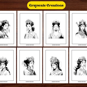 50 Asian Princess Coloring Page Book, Fantasy Enchanted Creatures ...