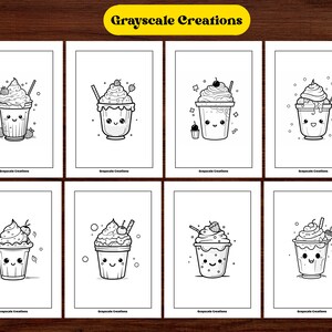 50 Milkshake Coloring Page Book, Beverage Food Cute Kawaii Doodle ...