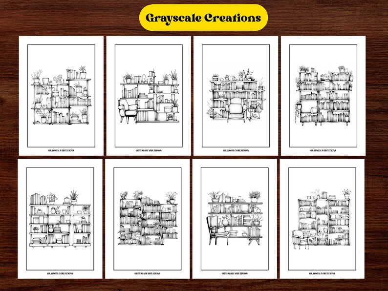 50 Bookshelf Coloring Page Book, Nature House Interior Design ...
