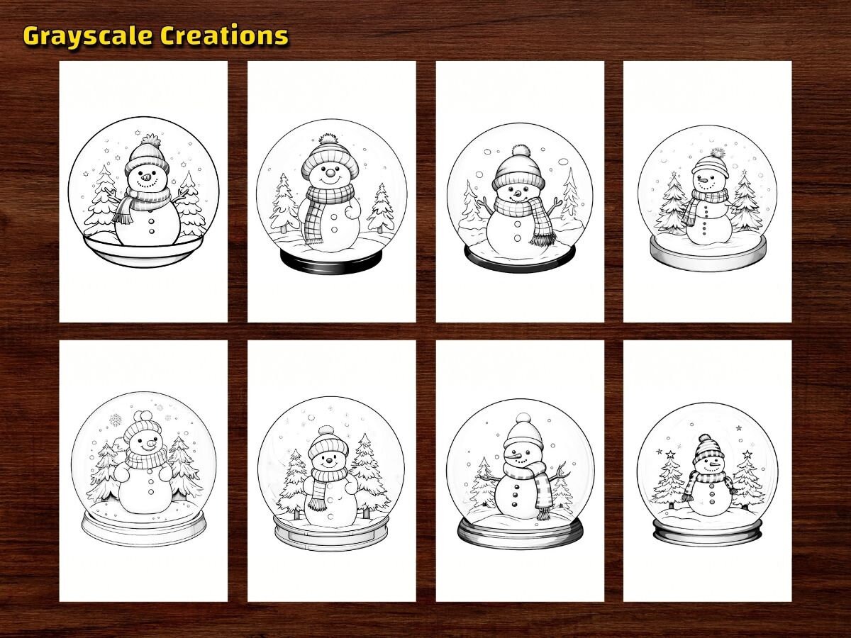 50 Snowman Snowglobe Coloring Page Book Snow Glass Creature - Etsy