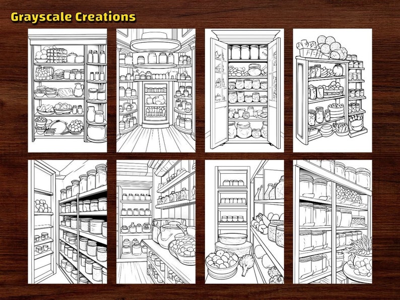 50 Pantry Coloring Page Book, Printable PDF Sheets, Instant Download ...