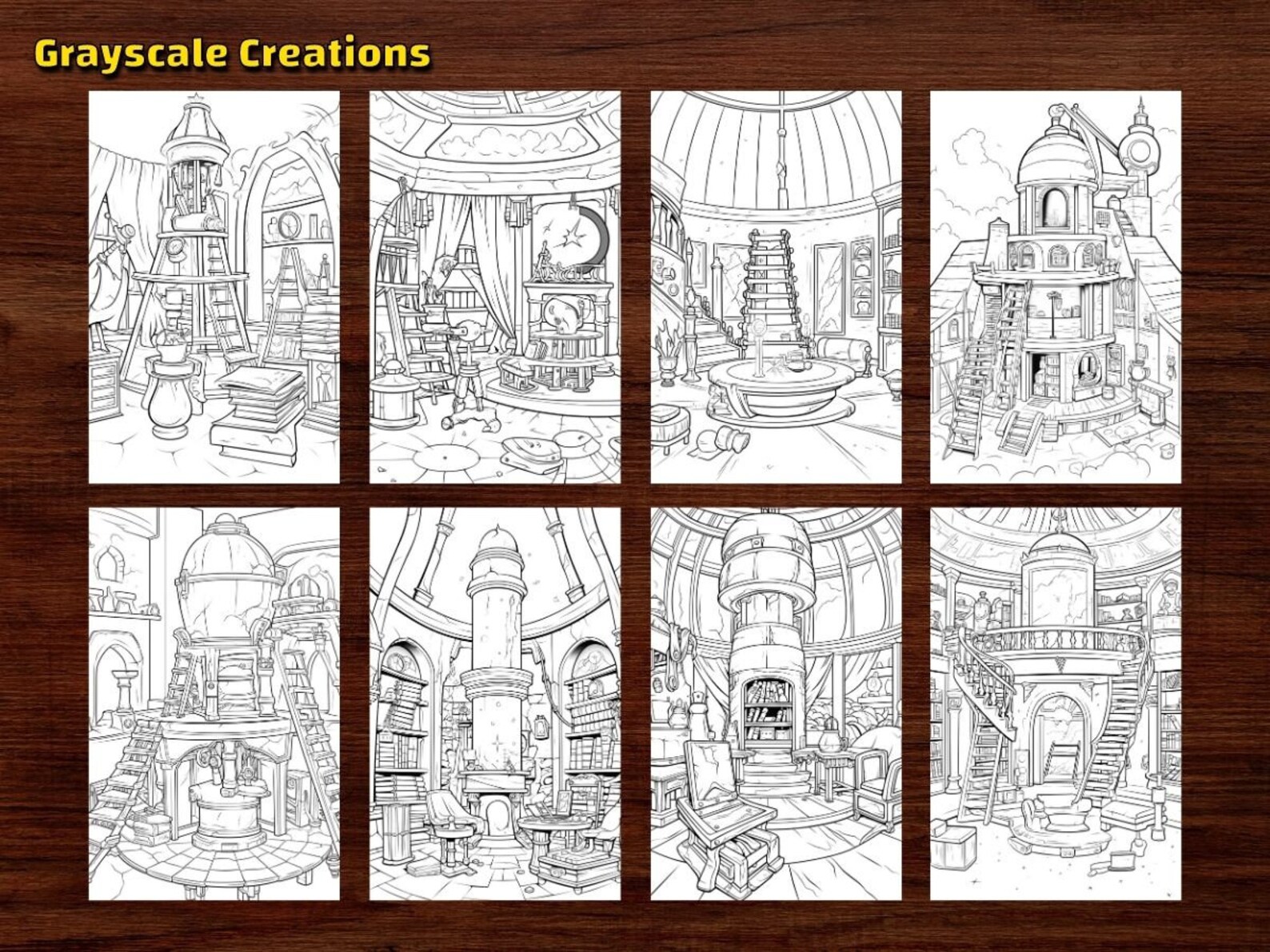 50 Wizard’s Observatory Coloring Page Book, Printable PDF Sheets ...