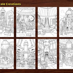 50 Wizard’s Observatory Coloring Page Book, Printable PDF Sheets ...