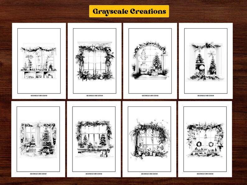 50 Christmas Window Coloring Page Book, Christmas Snow Creature Xmas ...