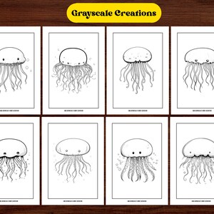 50 Jelly Fish Animal Coloring Page Book, Sea Life Ocean Fantasy ...