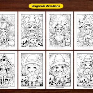 50 Cute Baby Witch Coloring Page Book, Printable PDF Sheets, Instant ...