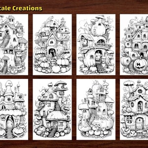 50 Pumpkin House Coloring Page Book, Printable PDF Sheets, Instant ...