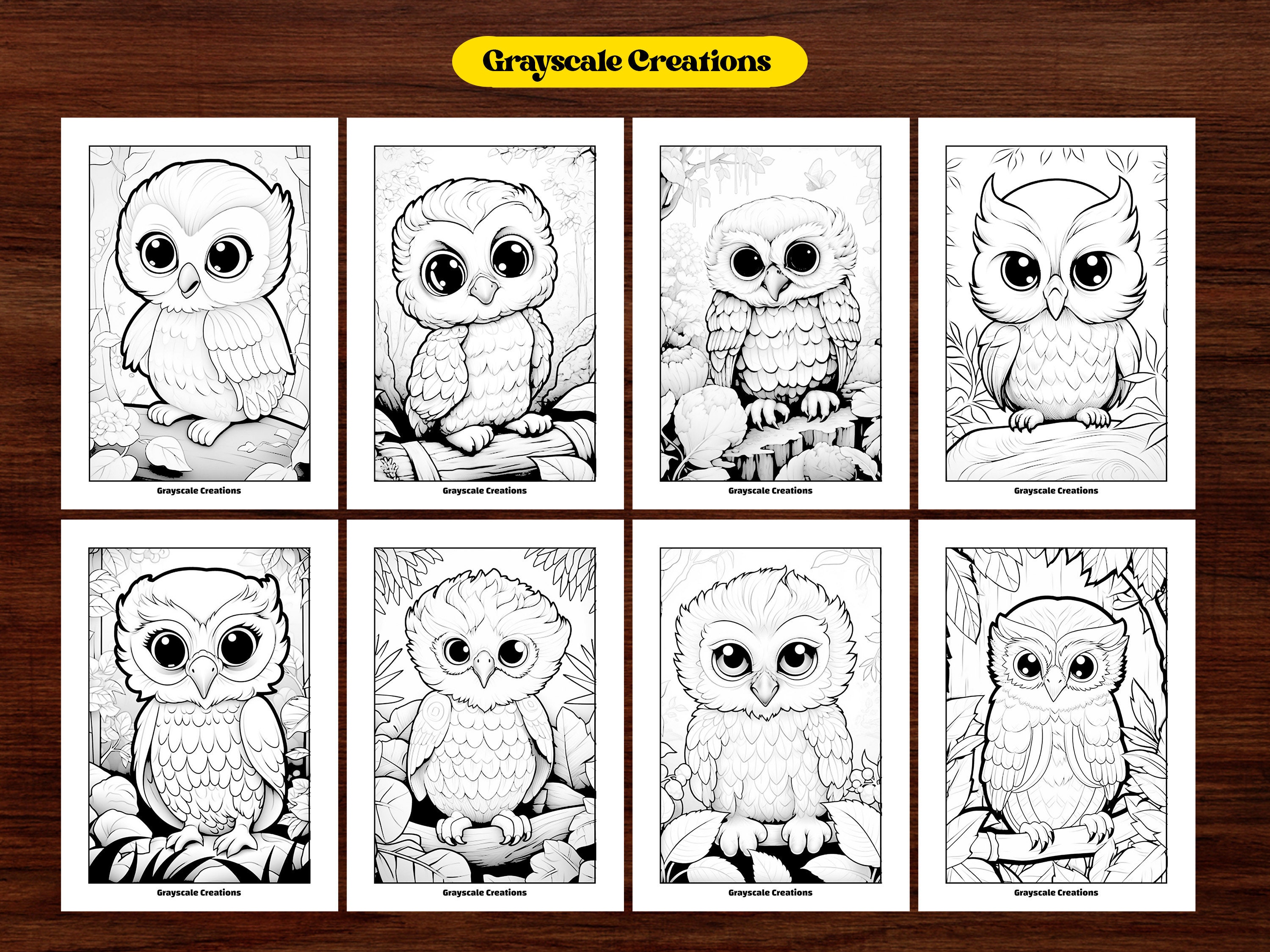 50 Cute Owl Coloring Page Book, Printable PDF Sheets, Instant Download ...