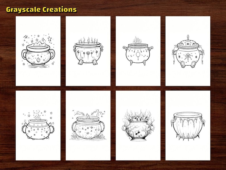 50 Cauldron Coloring Page Book, Halloween Elixir Magic Potion ...