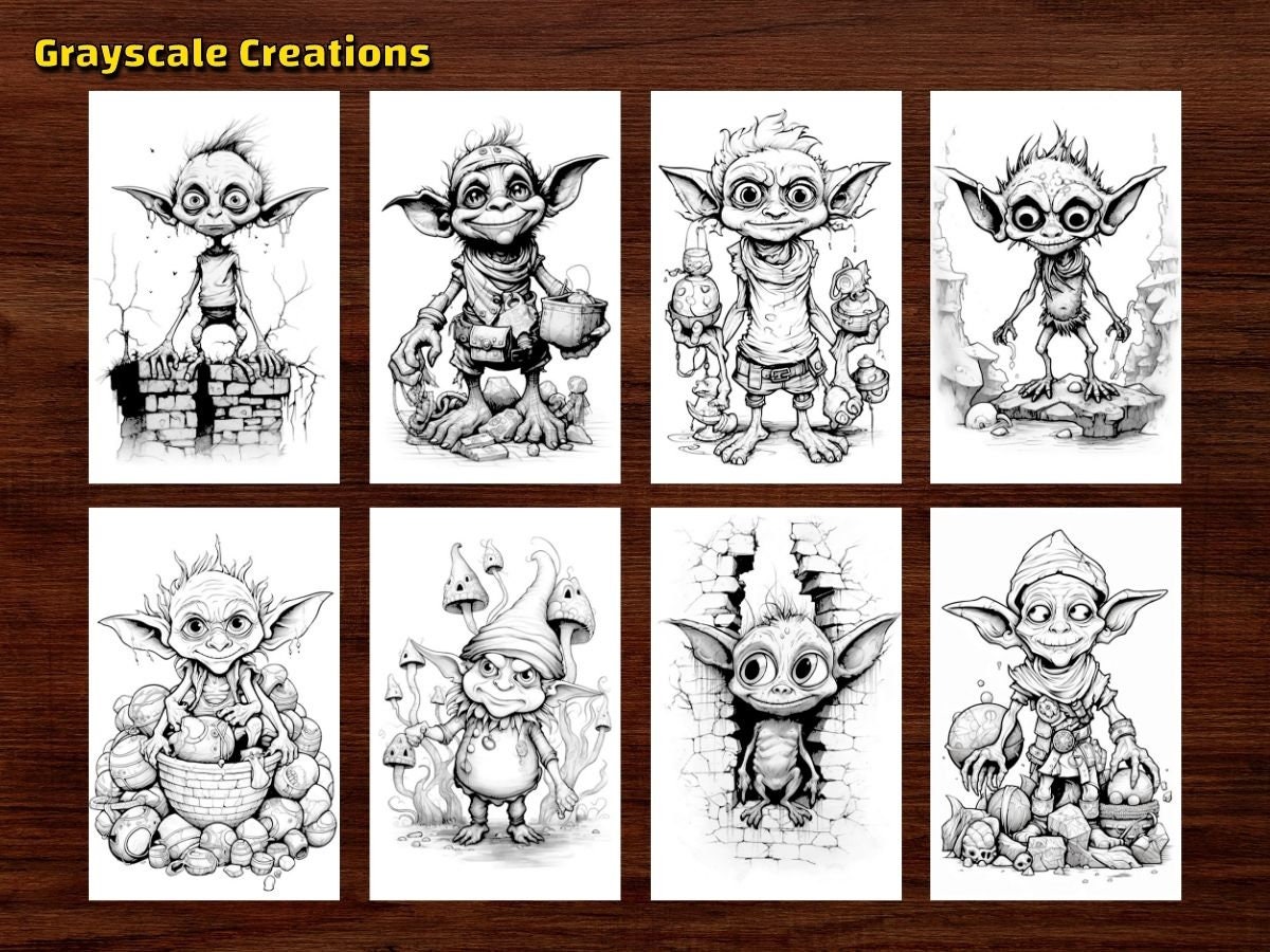 50 Cute Goblin Coloring Page Book Printable PDF Sheets - Etsy UK