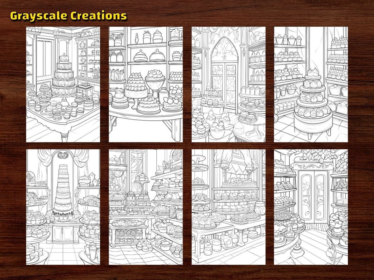50 Magical Bakery Coloring Page Book, Printable PDF Sheet, Instant ...