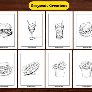 50 Fast Food Coloring Page Book, Food Beverage Drinks Culinary ...