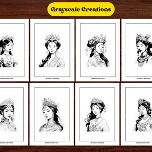 50 Asian Princess Coloring Page Book, Fantasy Enchanted Creatures ...