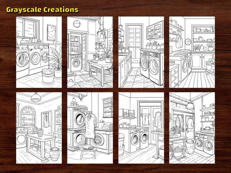 50 Laundry Room Coloring Page Book, Printable PDF Sheets, Instant ...